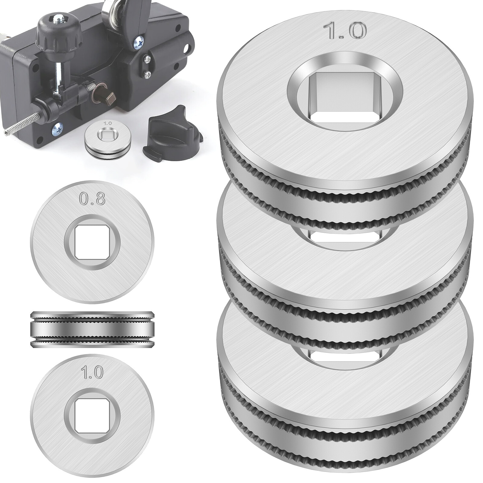 3x Wire Feed Drive Roller 0.6/0.8 0.8/1.0 Stainless Steel Wheel Knurled ...