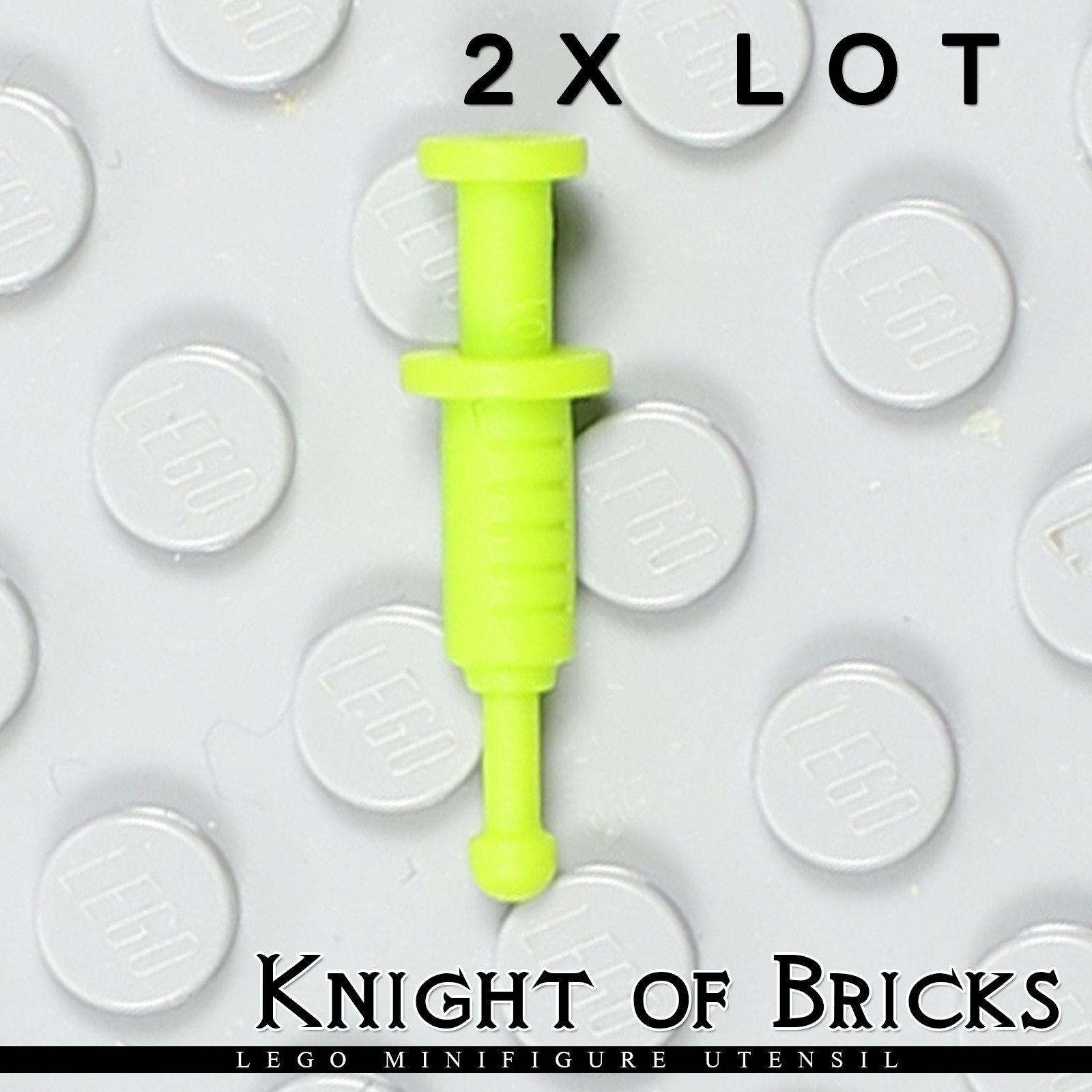LEGO 2x Lot Minifigure LIME GREEN Syringe Hospital Doctor Nurse Needle ...