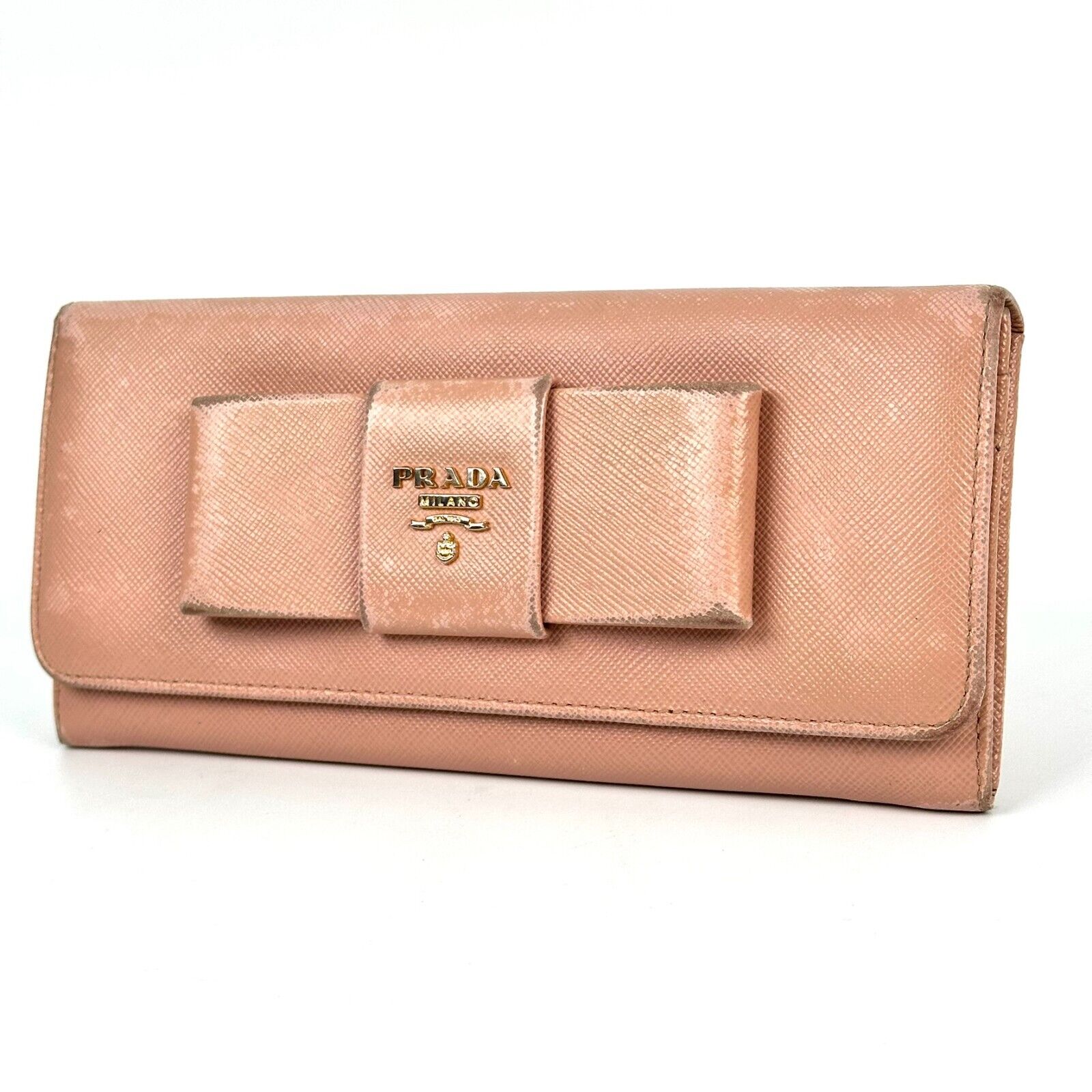 PRADA Saffiano Ribbon Leather Long Bifold Wallet red X03 PRADA Saffiano Ribbon Leather Long Bifold Wallet red X03