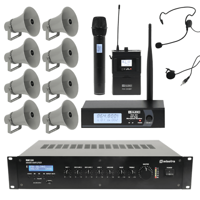 Outdoor Public Address System with 8 Weatherproof Horn Speakers ...