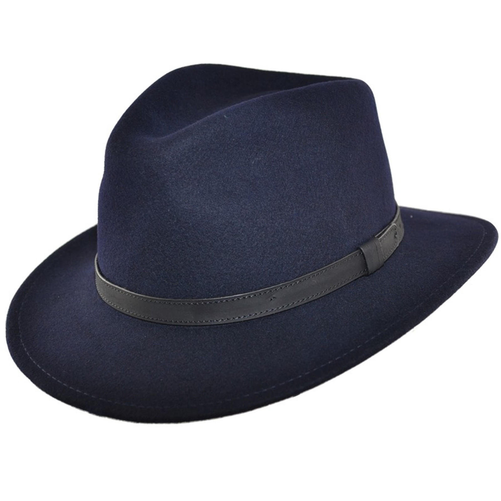 Gents 100% Wool Felt Crushable Trilby Fedora Hat With Leather Type Band ...