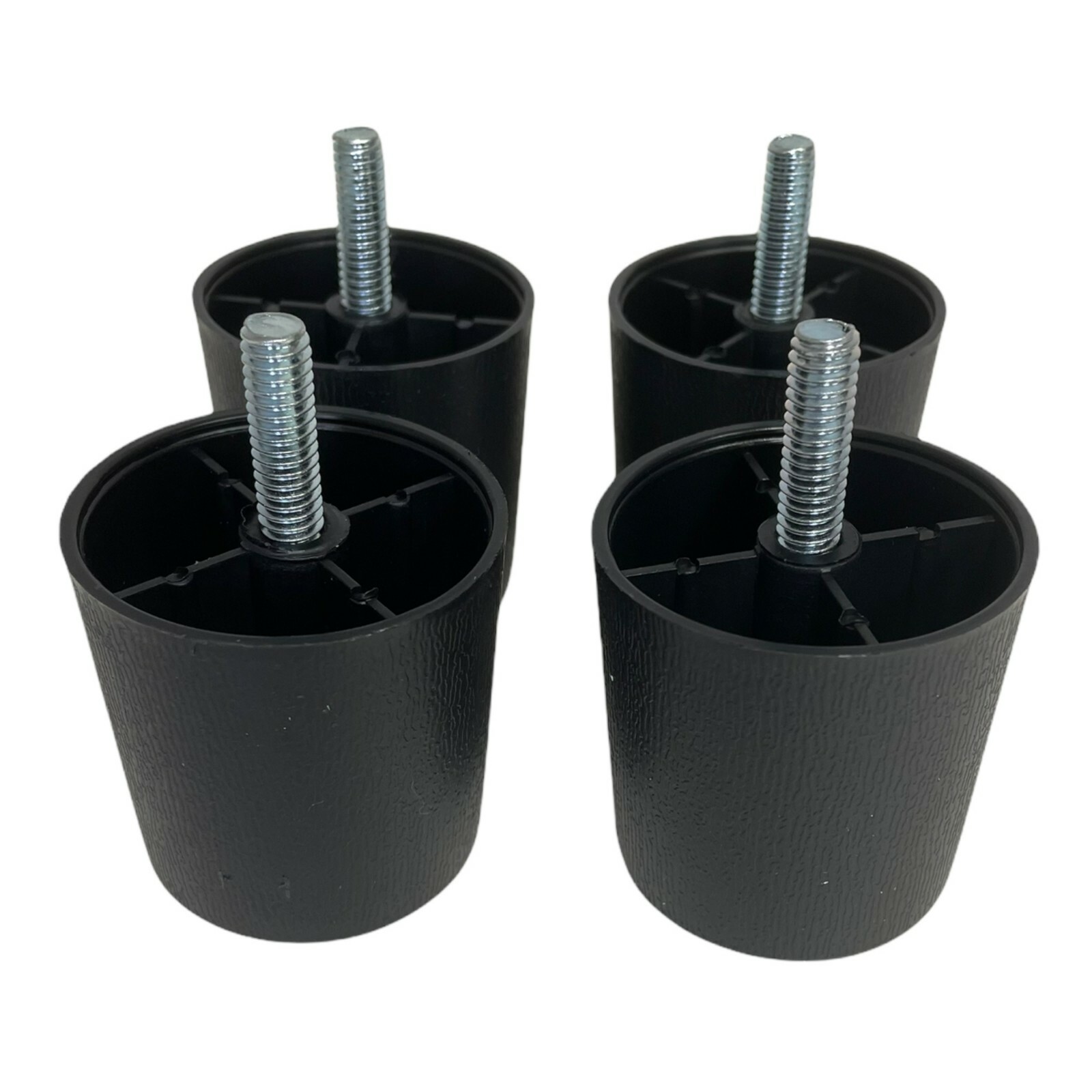 Profurnitureparts 2 inch Black Round HDPE Plastic Sofa Leg w Bolt Set of 4