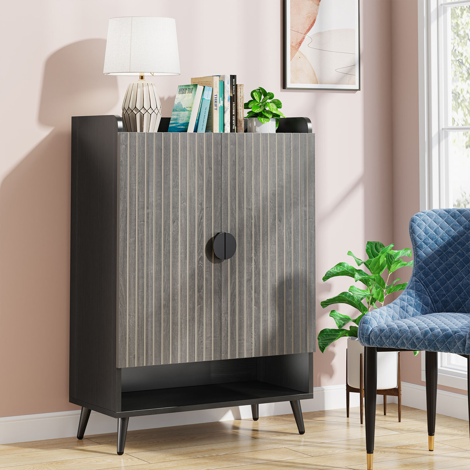 Tribesigns Shoe Cabinet with Doors, 7-Tier Shoe Storage with Tribesigns Shoe Cabinet with Doors, 7-Tier Shoe Storage with
