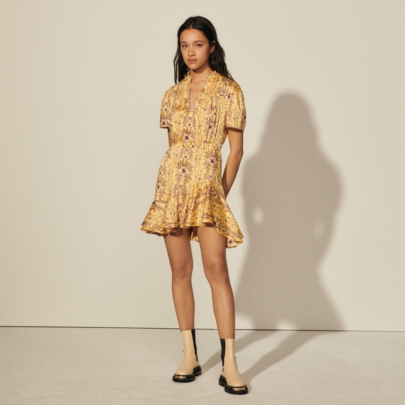 NWT Sandro Yellow Floral Mini Dress Size 38/US 6 | eBay NWT Sandro Yellow Floral Mini Dress Size 38/US 6 | eBay