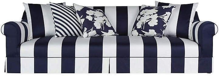 Navy Blue And White Striped Sofa | Baci Living Room