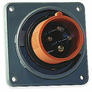 Hubbell HBL4100B12W Pin and Sleeve IEC Inlet 3 Pole 4 Wire 100 Amp 125 ...