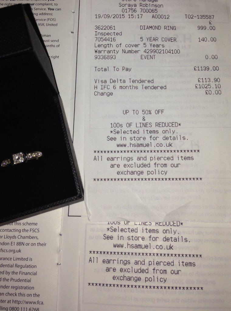 BEAUTIFUL H SAMUEL 9CT WHITE GOLD .40CT DIAMOND ENGAGEMENT RING COST £ ...