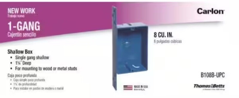Case Of (25) Carlon B108b 1-gang 8 Cu. In. Pvc Shallow New Work ...