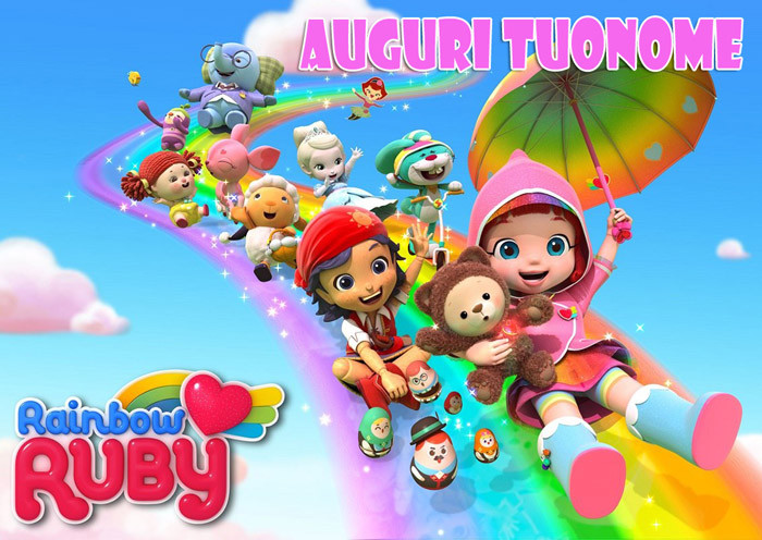 Cialda RUBY ARCOBALENO Torta Ostia Zucchero PERSONALIZZABILE NOME A4 - Palloni e palloncini