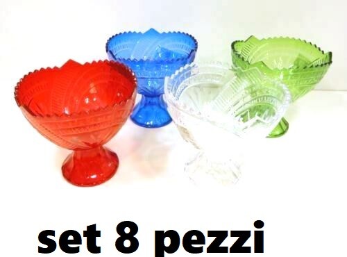 Set 8 Pezzi Coppe Coppette Da Gelato 100cc Frutta Macedonia Colorate ...
