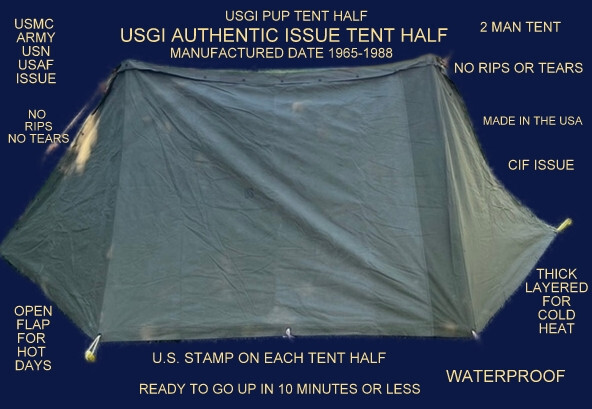 NEW Authentic USGI Military Pup Tent 1 Half