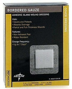 Medline Bordered Gauze Adhesive Island Wound Dressing 6x6 4"x 4" Pad 15 ...