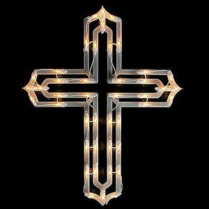 By Impact 20" Lighted Religious Cross Easter Window Silhouette ...