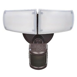 Defiant 180° Bronze Motion Activated Outdoor LED Twin Head Flood Light ...