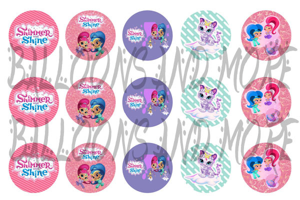 Cialda SHIMMER AND SHINE CERCHIETTI CUP CAKE Torta Ostia o Zucchero ...