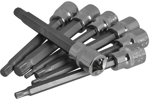 BERGEN Extra Long Spline Bit Socket Set 3/8" Dr 12 Point Triple Square ...