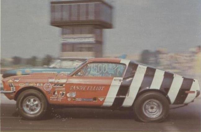 1971 Fleer AHRA Drag Champs - Sandy Elliot 1969 Mustang Top Stock for ...