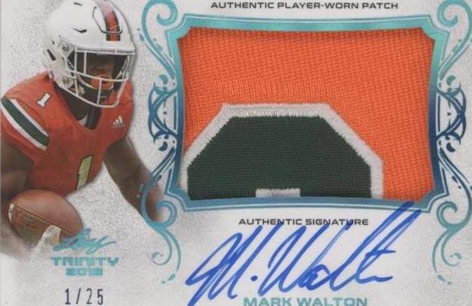 2018 Leaf Trinity - Patch Autographs Mark Walton #PA-MW1 Platinum ...