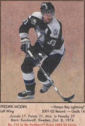 2002-03 In the Game Parkhurst Retro - Minis #114 Fredrik Modin for sale ...