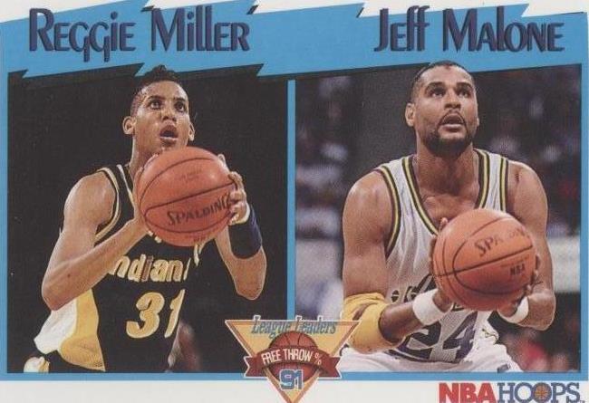 1991-92 NBA Hoops - League Leaders #308 Reggie Miller, Jeff Malone for ...