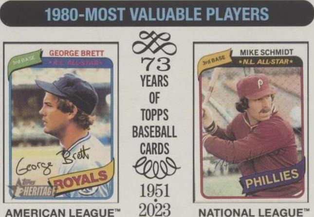 2024 Topps Heritage - MVP George Brett, Mike Schmidt #195 White Border ...
