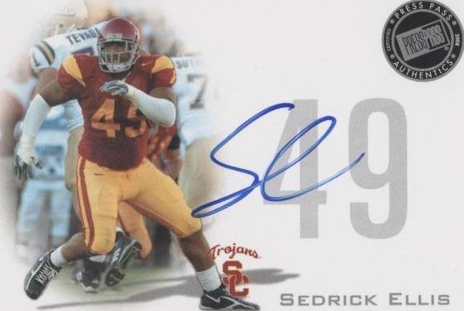 2008 Press Pass - Signings Silver #PPS-SE Sedrick Ellis (AU, RC) for ...