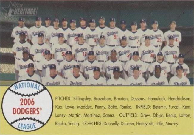 2007 Topps Heritage - Second Series Checklist Los Angeles Dodgers #71 ...