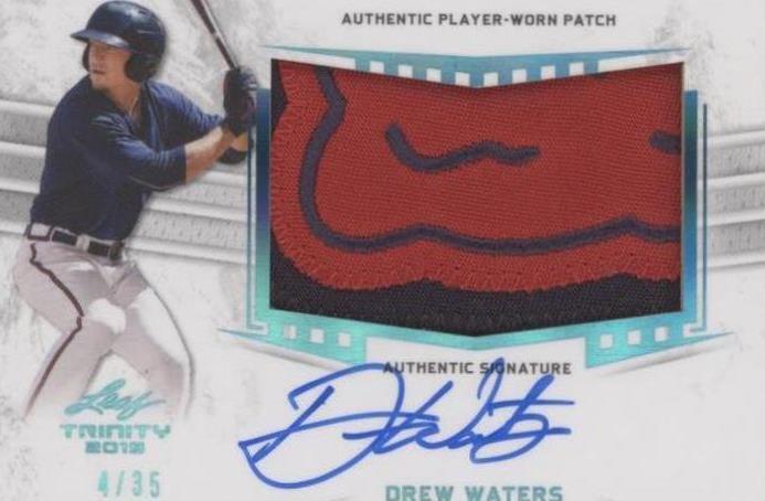2019 Leaf Trinity - Patch Autographs Drew Waters #PA-DW2 Blue /35 (AU ...
