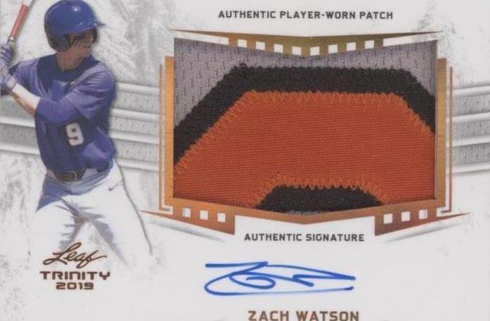 2019 Leaf Trinity - Patch Autographs Zach Watson #PA-ZW1 (AU, MEM, RC ...