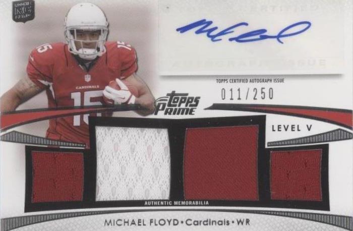 2012 Topps Prime - Level V Autograph Relics #PV-MF Michael Floyd /250 ...