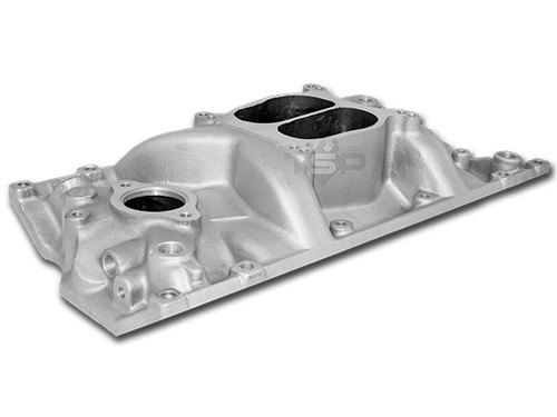 Intake Manifold Cyclone Plus Carbureted Aluminum Dual Plane satin Chevy