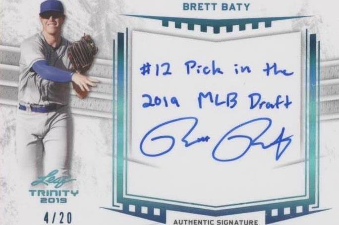 2019 Leaf Trinity - Autograph Inscriptions Blue #A-BB2 Brett Baty /20 ...