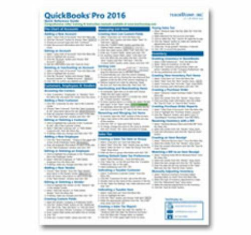 QuickBooks Pro 2016 Quick Reference Card - Laminated Guide Cheat Sheet ...