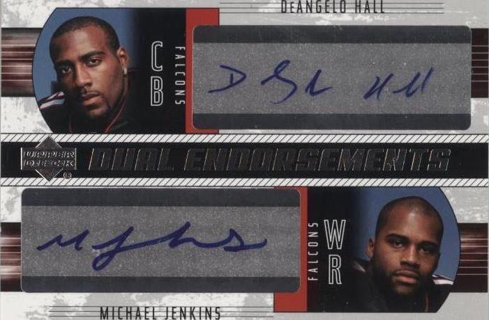 2004 Upper Deck Foundations - Dual Endorsements Michael Jenkins, DeAngelo Hall #DE-HJ (AU, RC ...