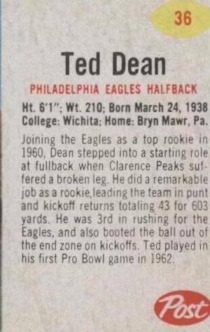 1962 Post - #36 Ted Dean for sale online | eBay