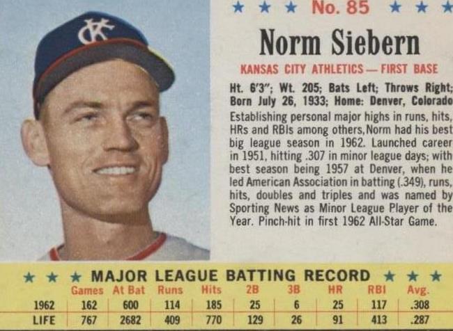 1963 Post - Norm Siebern #85 for sale online | eBay