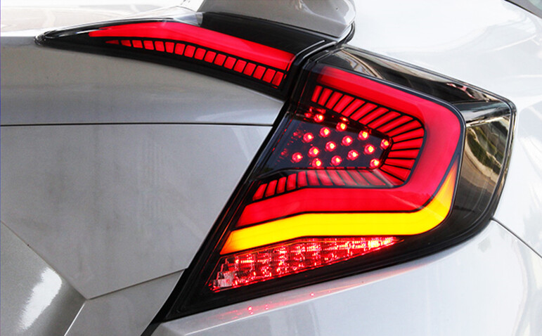 Fit Honda Civic Tail Lights 2016 2017 2018 2019 LED Smoke Rear Lamp ...