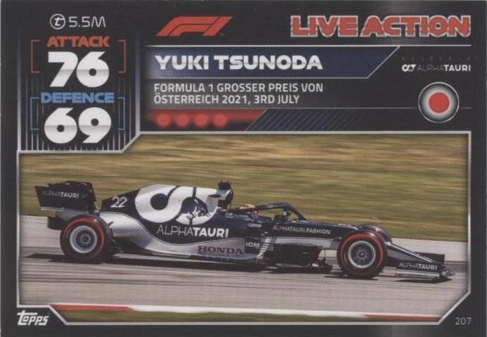 2022 Topps F1 Turbo Attax - Live Action Yuki Tsunoda #207 for sale online | eBay