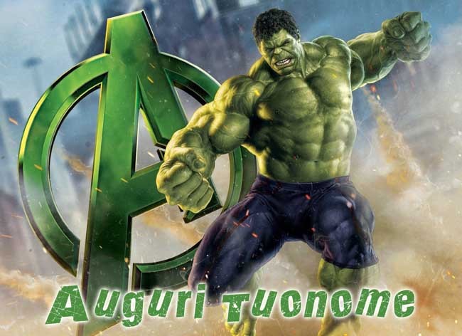 Cialda HULK Decorazione Torta Ostia o Zucchero con NOME - Palloni e ...