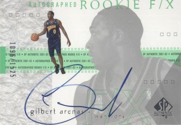 2001-02 SP Authentic - Autographed Rookie F/X Gilbert Arenas #126 /1525 ...