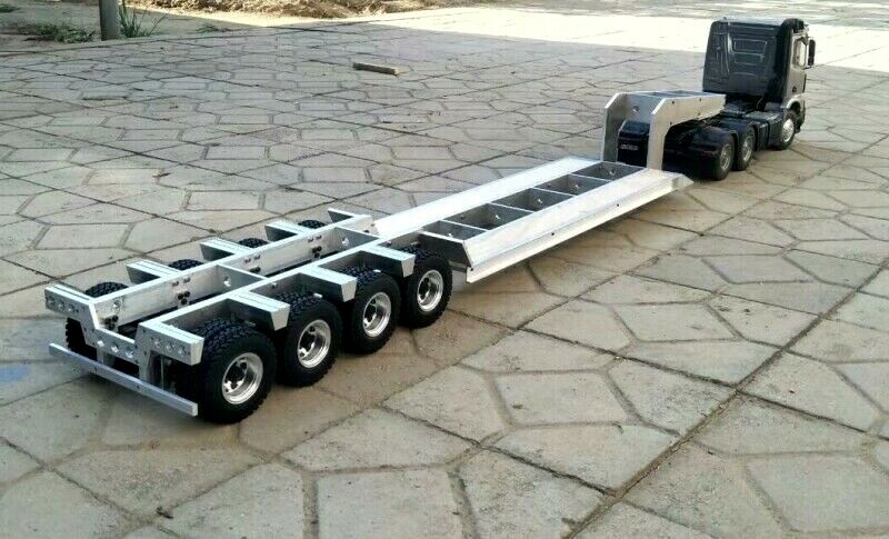4-axle 1/14 Large Aluminum LowBoy Trailer for all Tamiya 1/14 Tractor ...