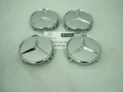 Genuine Mercedes-Benz Silver Chrome Alloy Wheel Hub Cap Centre Caps X4 ...