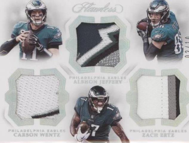 2018 Panini Flawless - Triple Patches Silver #TP-PE Carson Wentz ...