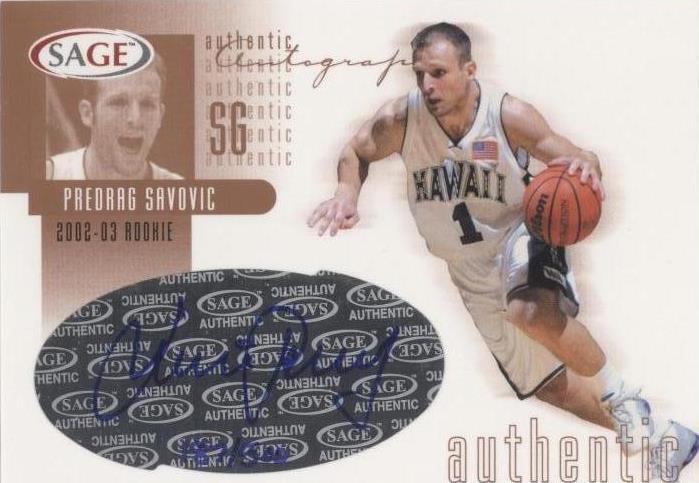 2002 Sage - Authentic Autograph Bronze #A27 Predrag Savovic /500 (AU ...