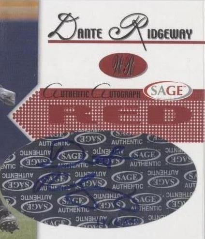 2005 SAGE - Autographs Dante Ridgeway #A35 Red /600 (AU, RC) for sale ...