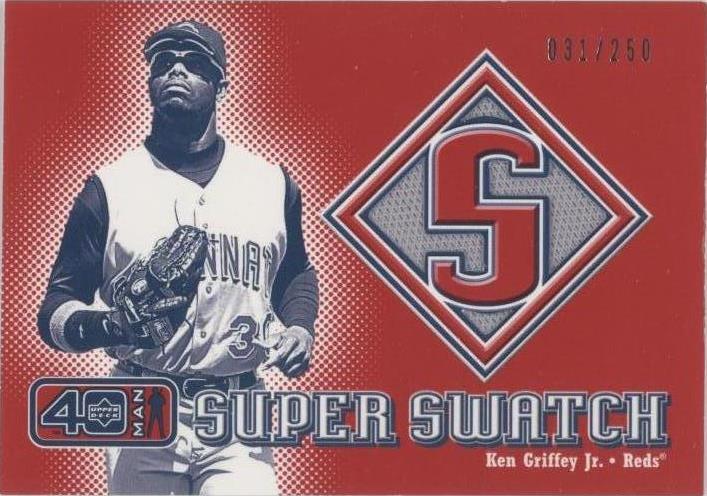 2002 Upper Deck 40 Man - Super Swatches Fielding #S-KG Ken Griffey Jr ...