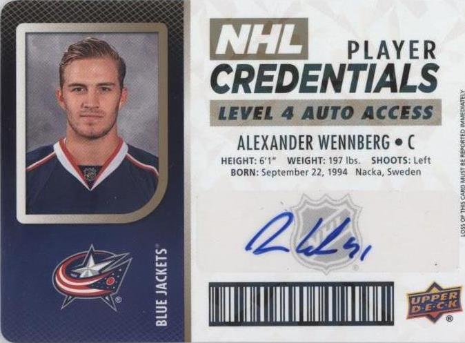 2017-18 Upper Deck MVP - NHL Player Credentials Level 4 Access ...