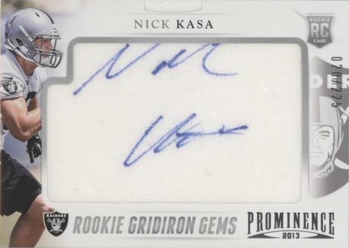 2013 Panini Prominence - Nick Kasa #173 Rookie Gridiron Gems Signatures ...