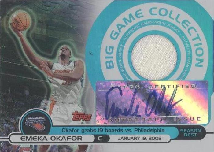 2005-06 Topps Big Game - BIG GAME Collection Relics Emeka Okafor #BGA-EO Autographs /199 (AU ...