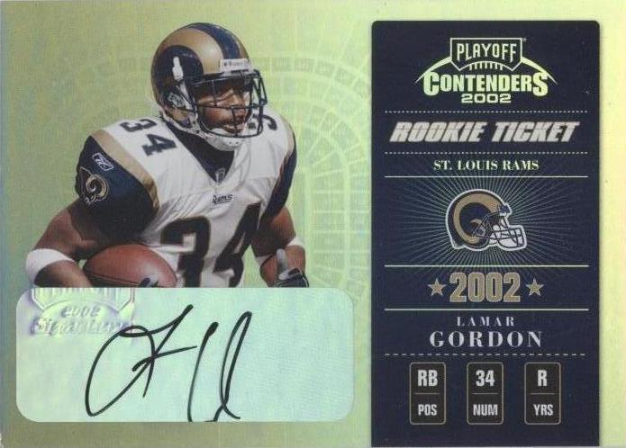 2002 Playoff Contenders - Rookie Ticket Lamar Gordon #150 /600 (AU, RC ...